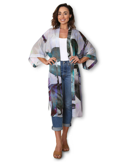 True Lilies - Long 100% Natural Silk Kimono Autumn – The Artists Label